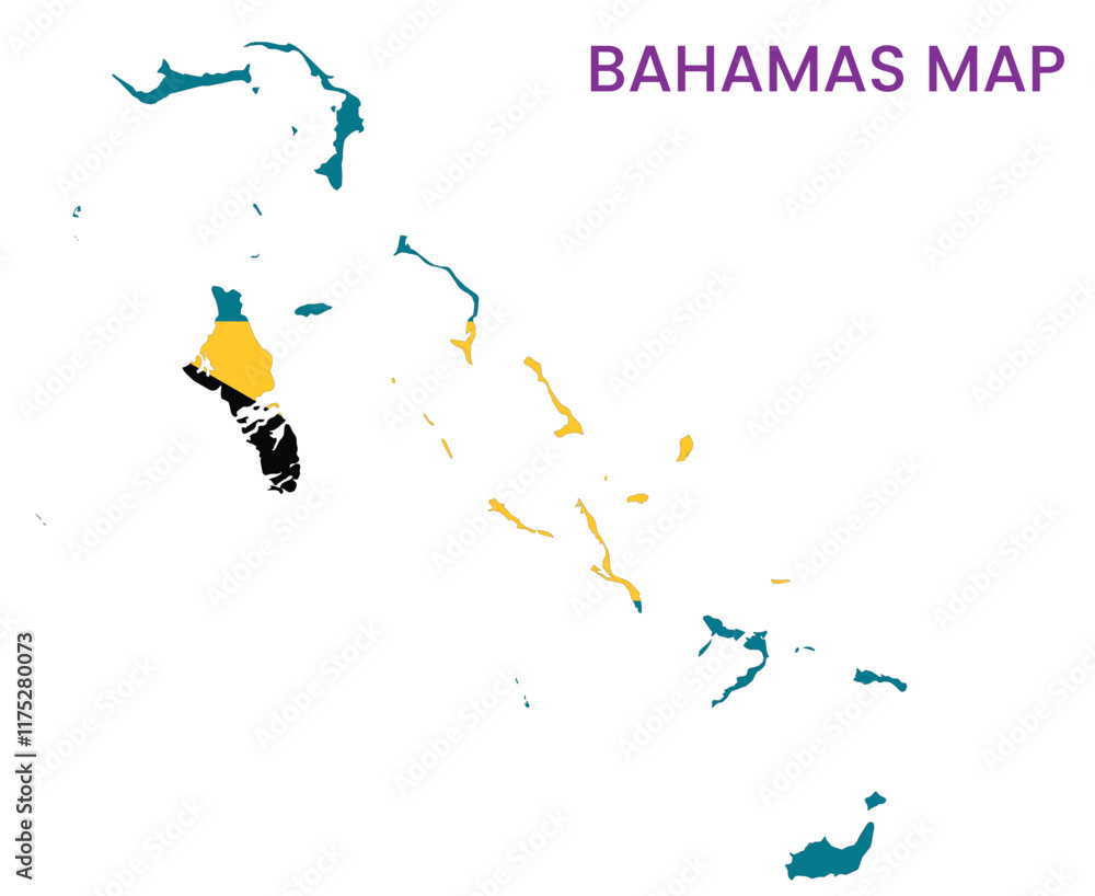 High detailed map of Bahamas. Outline map of Bahamas. North America ...