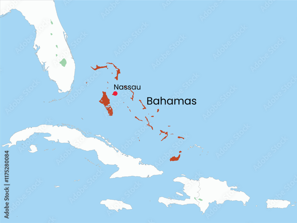 High detailed map of Bahamas. Outline map of Bahamas. North America ...