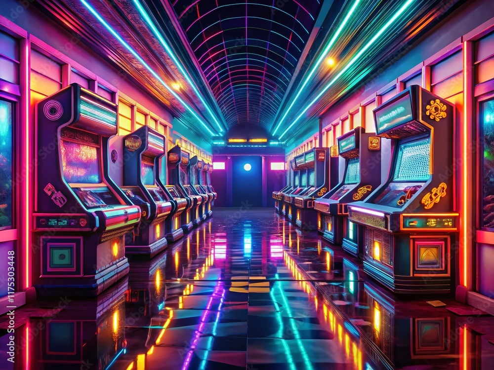 Surreal Arcade Dreamscape: Retro Gaming in a Twisted Wonderland Stock ...