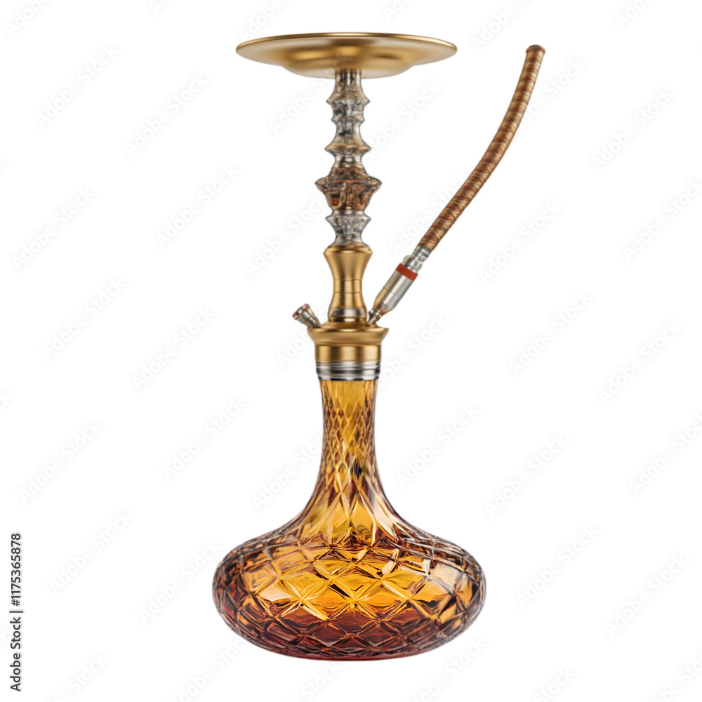 Elegant hookah with amber glass base intricate design luxurious smoking ...