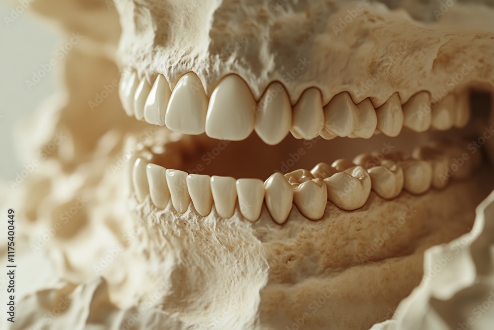 Dental Model: A Detailed Close-Up of Artificial Teeth, Showing Gum Line ...