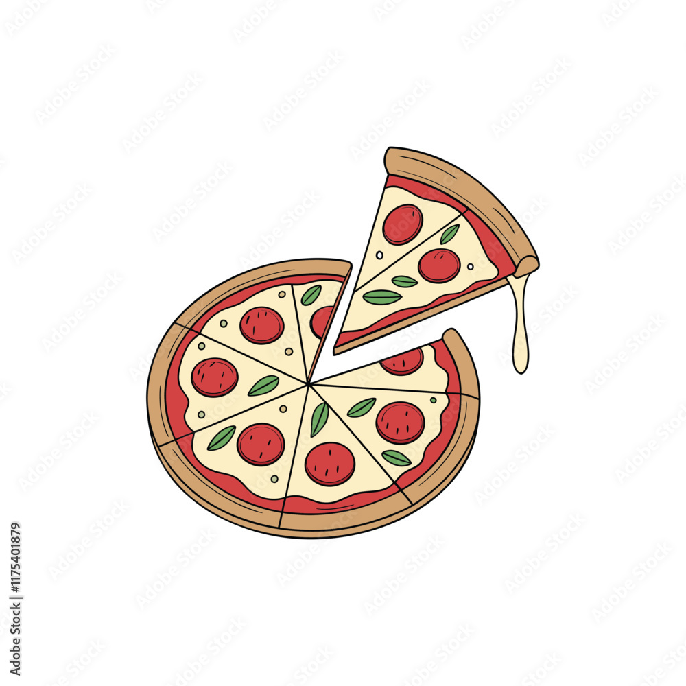 pizza clipart illustration vector Stock Vector | Adobe Stock