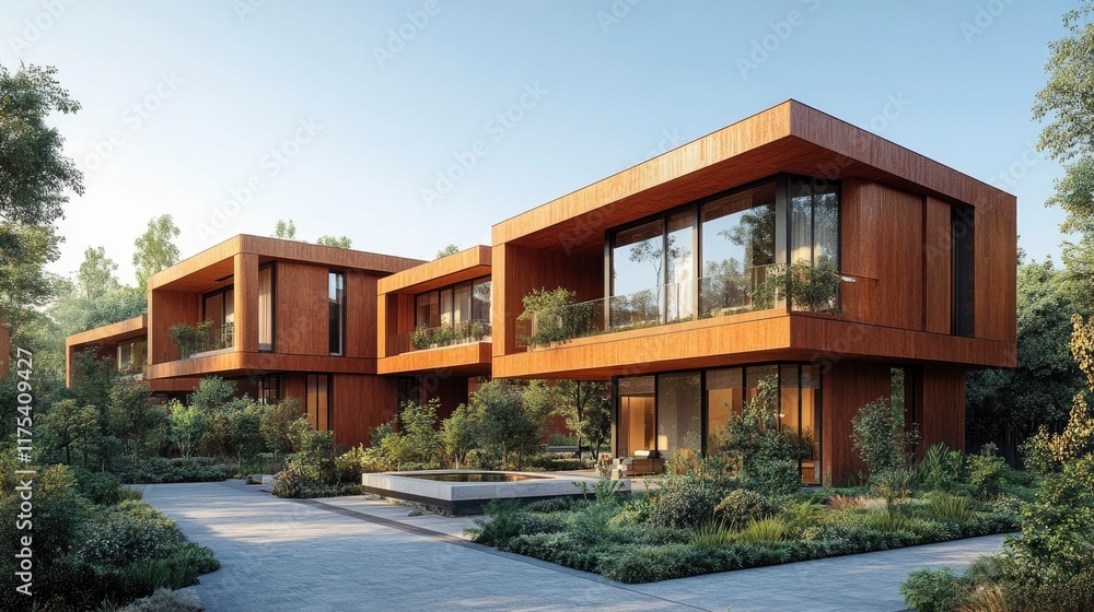 Modern urban housing with communal courtyards and pedestrian ...