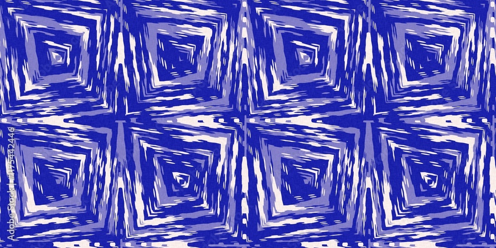 Geometric indigo shape seamless border. Irregular hand drawn batik ...