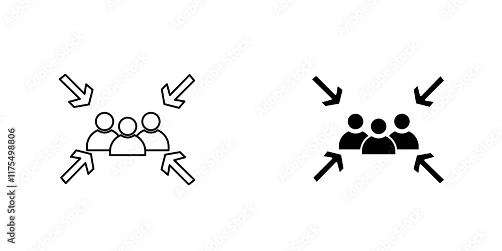 Assembly point icons. black and white vector set. Stock Vector | Adobe ...