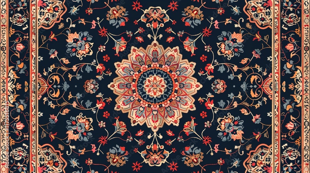 persian rugs seamless pattern wallpaper 素材庫插圖 | Adobe Stock