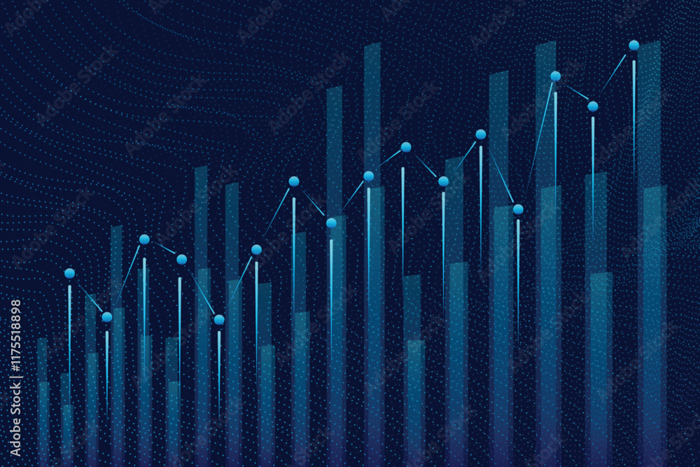 A digital representation of stock market performance with connected ...