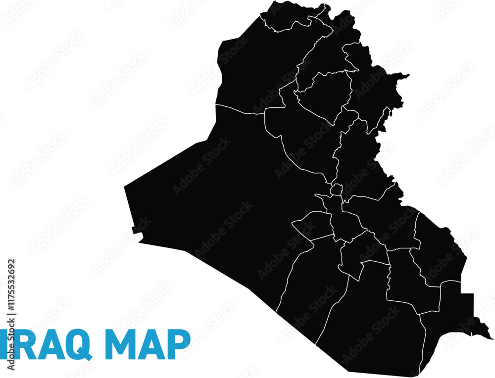 High detailed map of Iraq. Outline map of Iraq. Asia Stock Vector ...