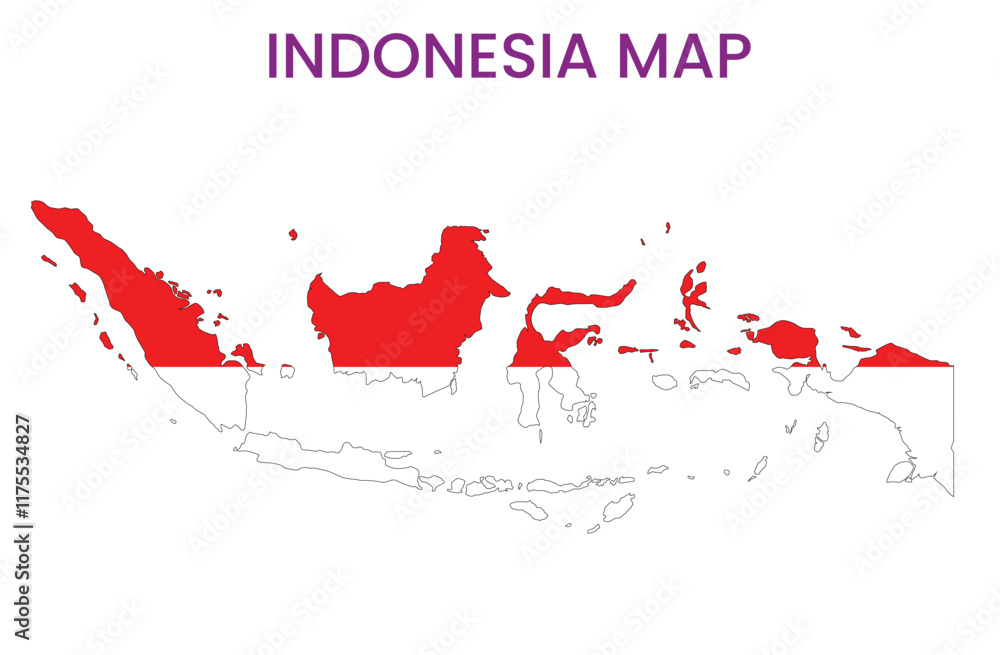 High detailed map of Indonesia. Outline map of Indonesia. Asia Stock ...