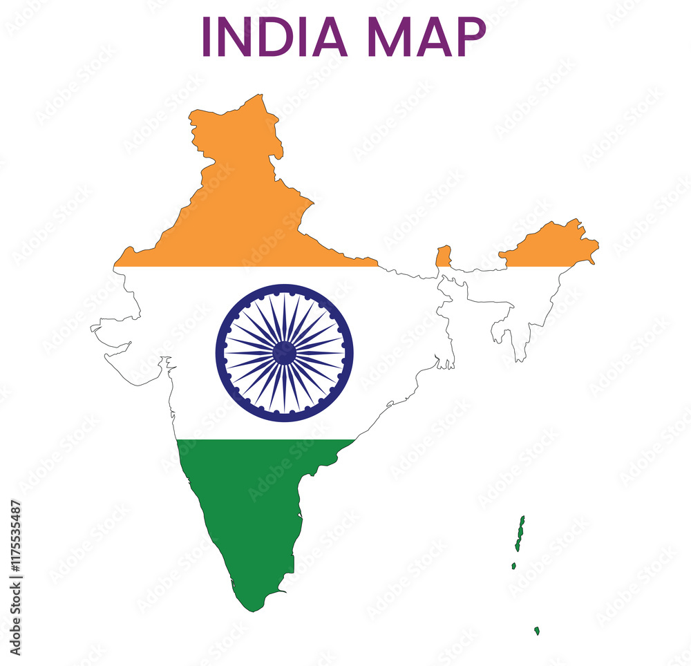High detailed map of India. Outline map of India. Asia Stock Vector ...
