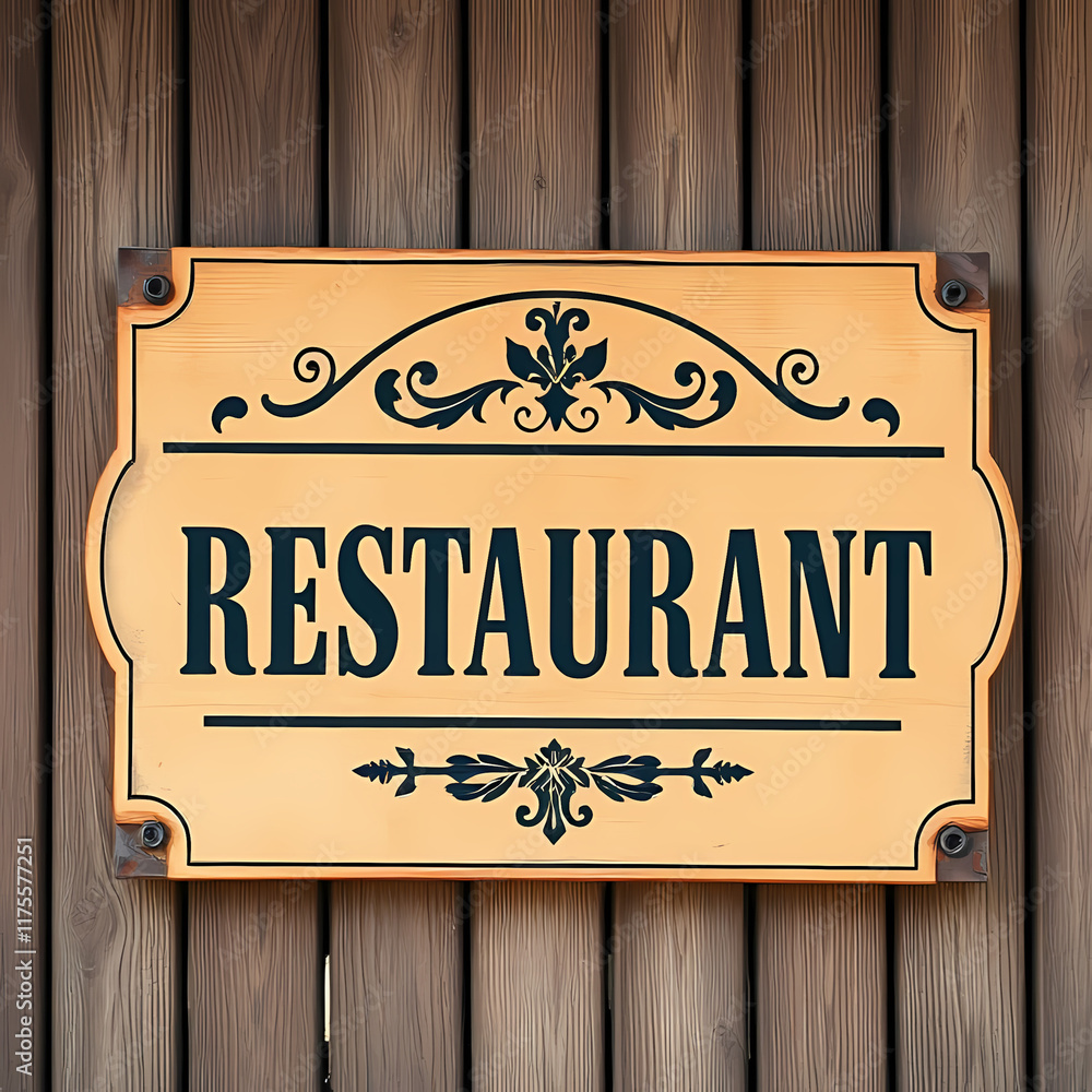 vintage wooden signboard restaurant on it style design flyer poster ...