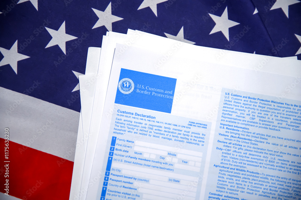 U.S. Customs and Border protection concept background with copy space ...