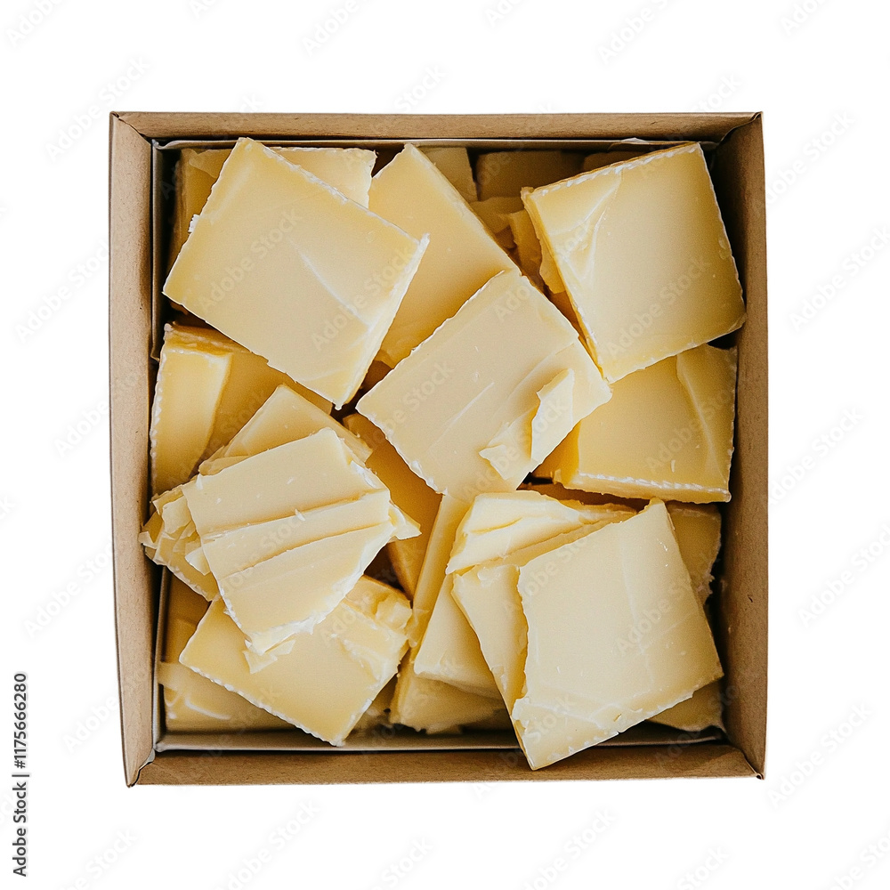 square bars of cheese in a box on a transparent background, PNG image ...