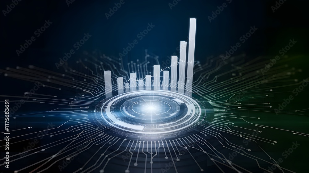 A futuristic business background featuring a glowing circular hub at ...