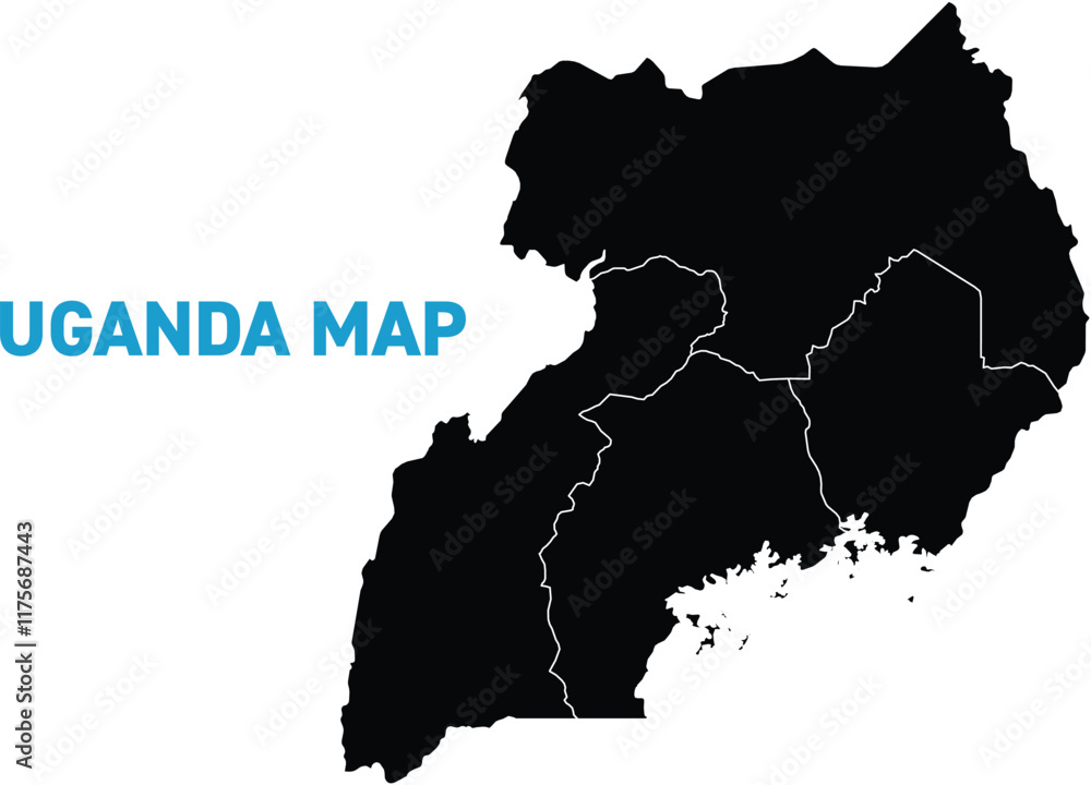 High detailed map of Uganda. Outline map of Uganda. Africa Stock Vector ...