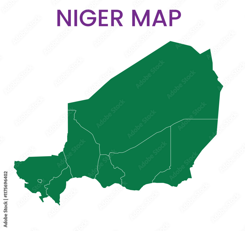 High detailed map of Niger. Outline map of Niger. Africa Stock Vector ...