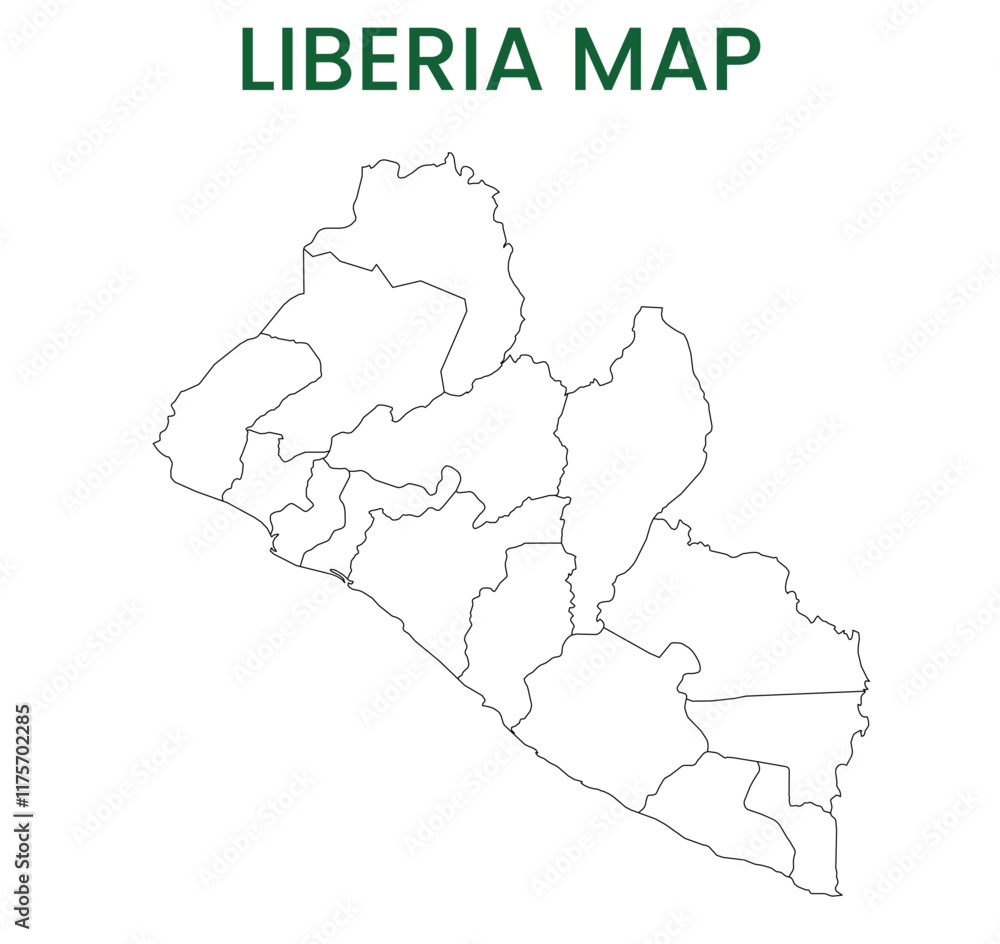 High detailed map of Liberia. Outline map of Liberia. Africa Stock ...