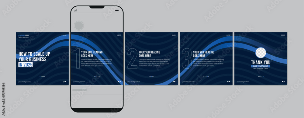 Business carousel post template for advertising, Set of carousel post ...