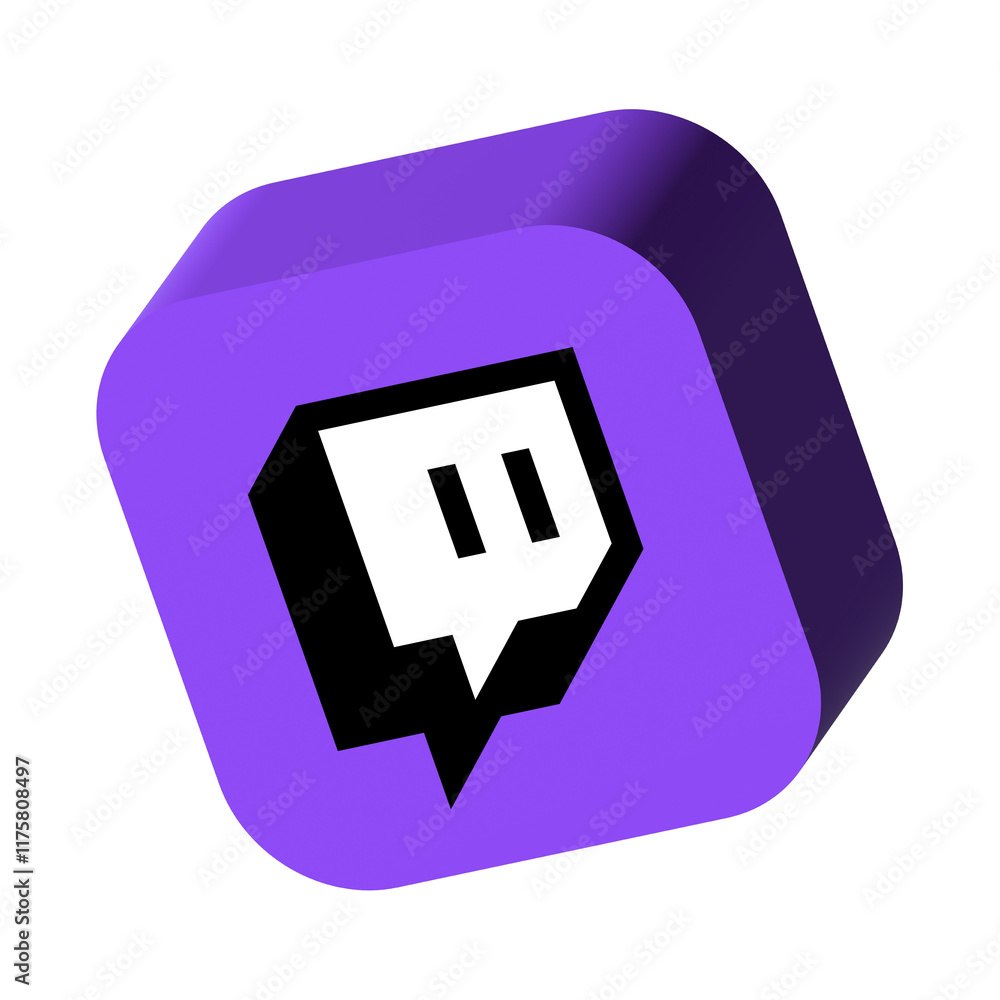 3d twitch logo or icon . twitch app background banner , 3d rendering ...