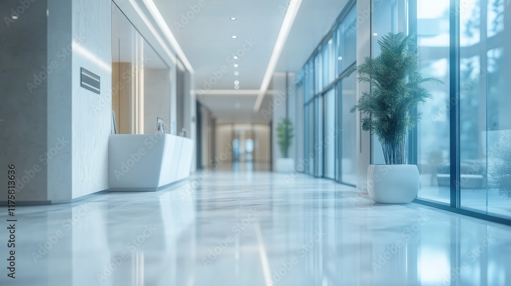 Blurred hotel or office building lobby blur background interior view ...