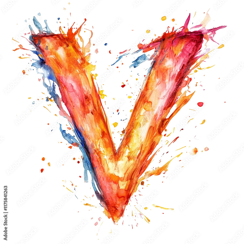 Colorful artistic representation of the consonant letter V surrounded ...