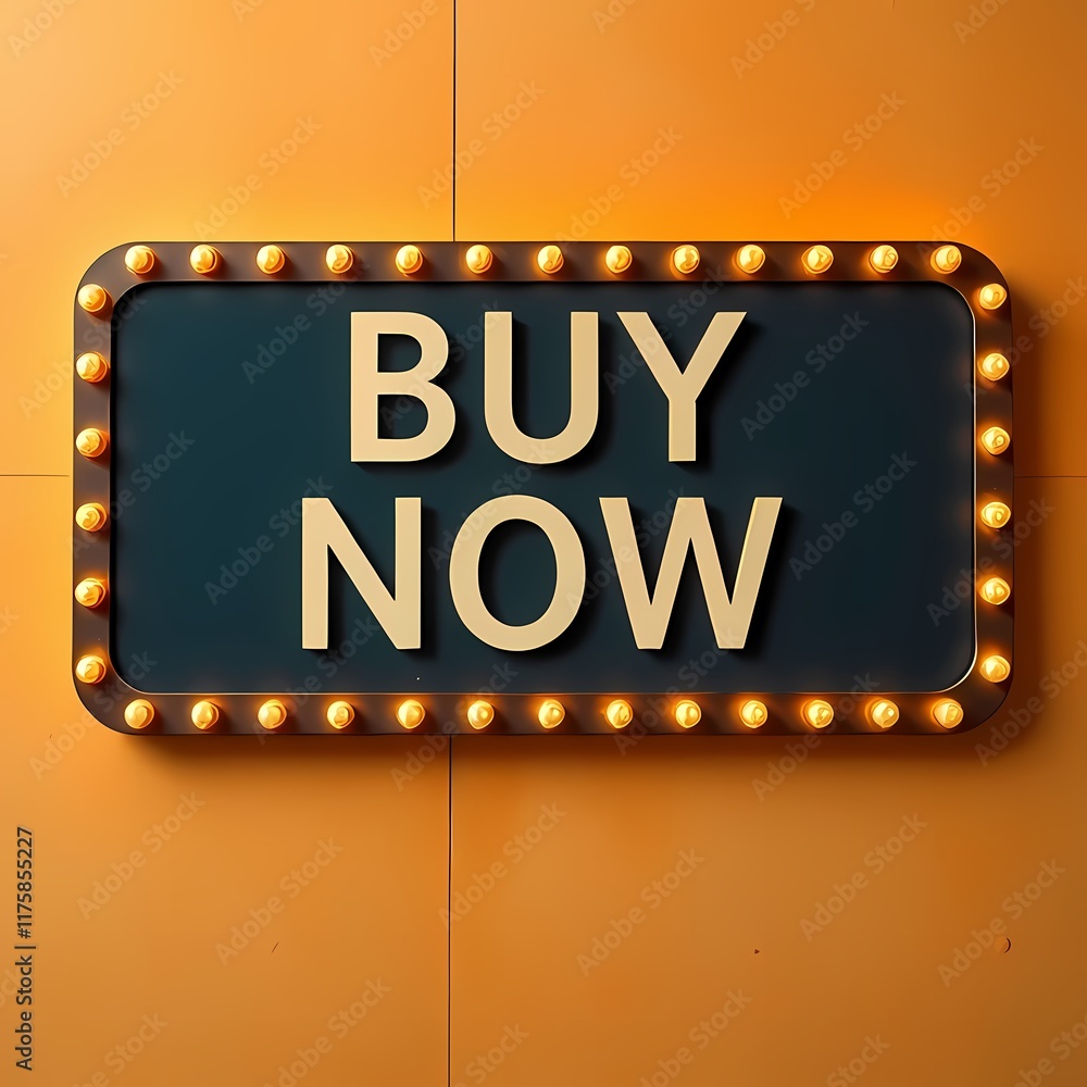 buy now sign letter poster board with yellow lights comprar ahora ...