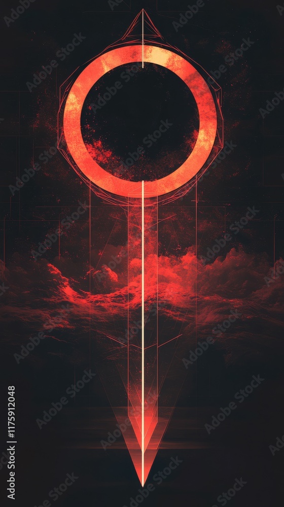 A modern interpretation of a solar eclipse, with geometric shapes ...