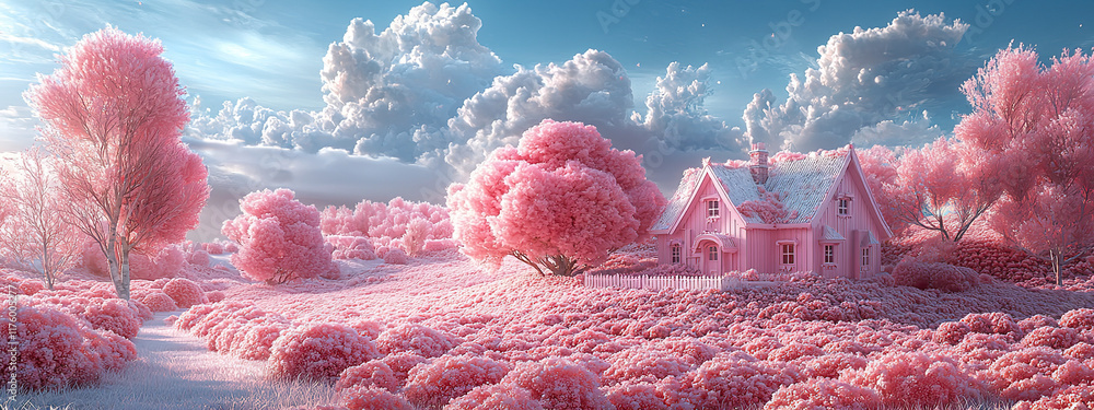 cotton candy worlds, pink clouds, fluffy landscapes, sweet realms ...