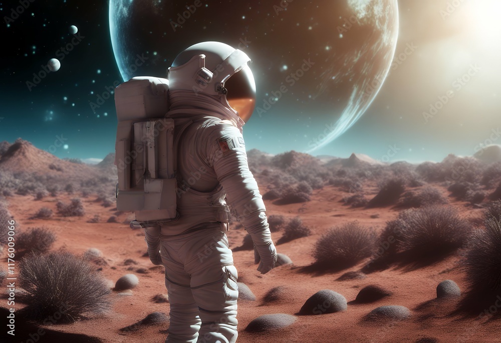 exploring animation. Dreamy big animation surrealistic planet alien ...