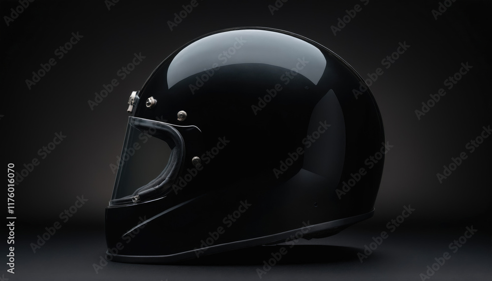 Black racing helmet showcased against a dark background highlighting ...