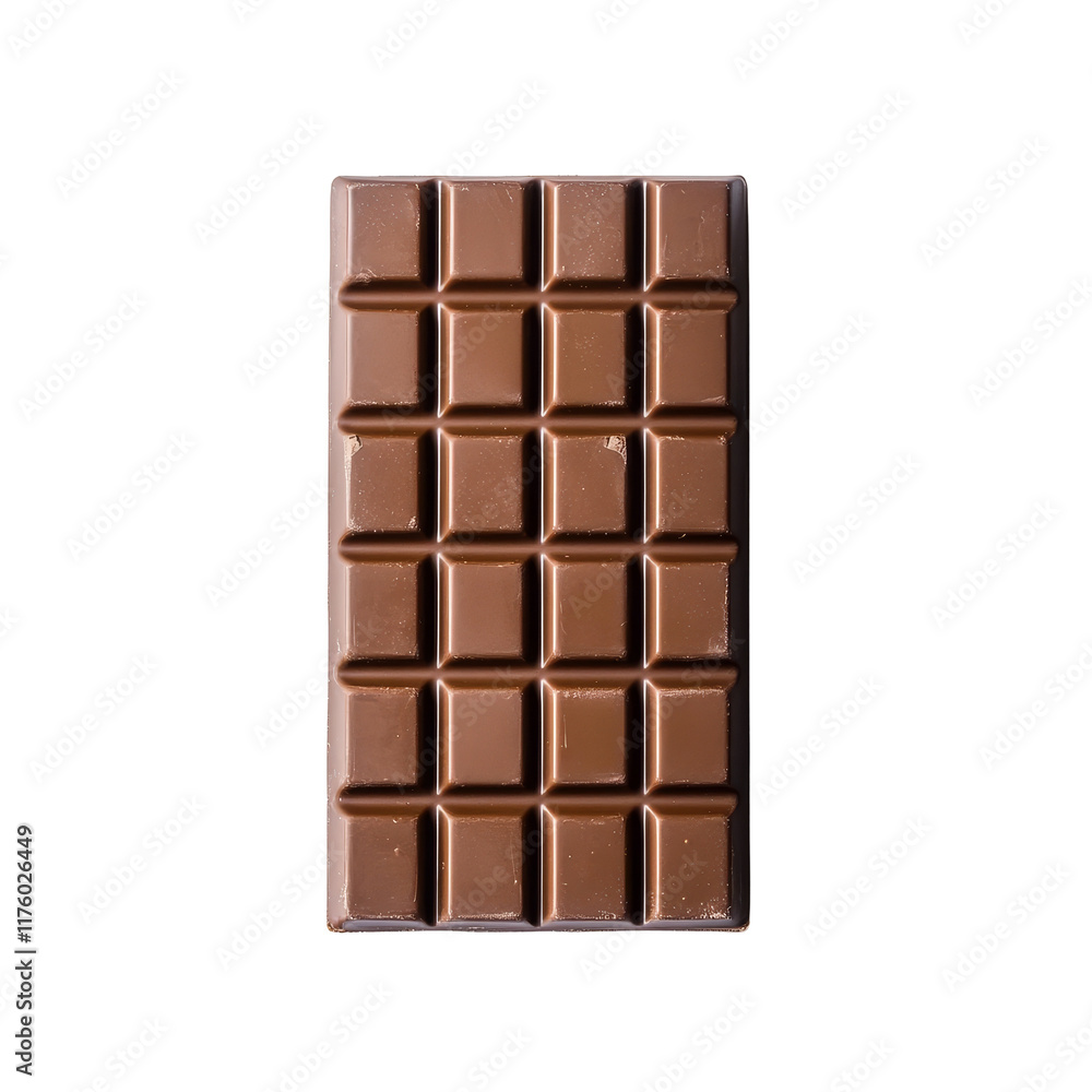 Delicious milk chocolate bar elegantly placed on a clean transparent ...