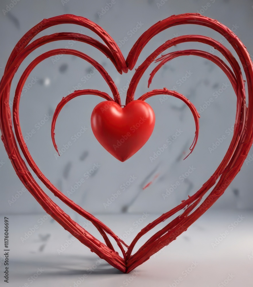 Red heart silhouettes intertwined as a single entity, unity, two hearts ...