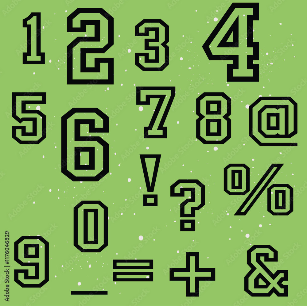 Hand written calligraphy alphabet black ink brush lettering, numbers ...