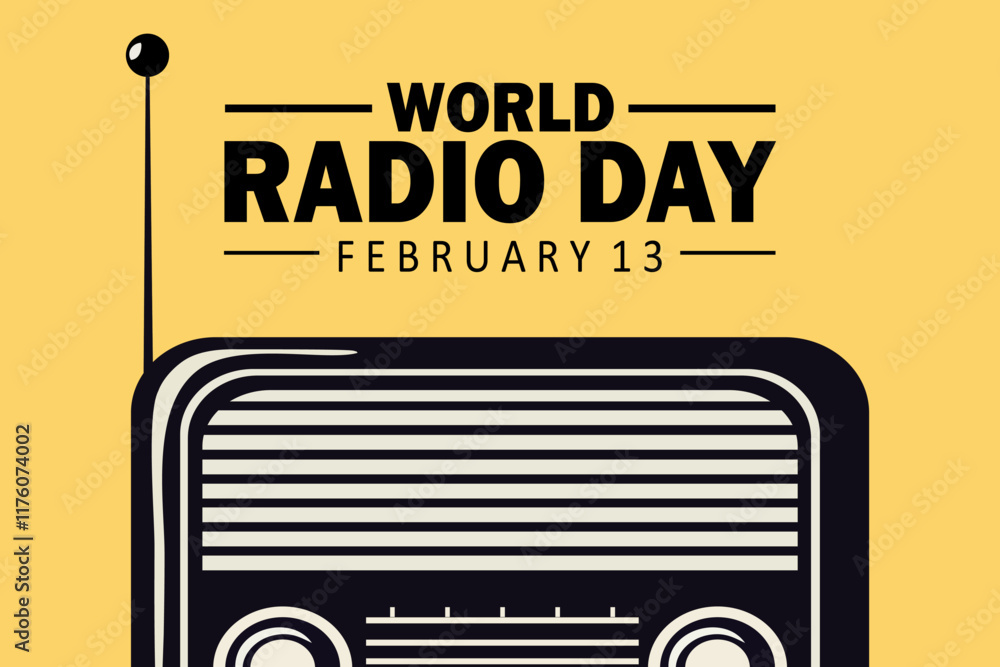 World Radio Day with a vintage radio design. Perfect for holiday ...
