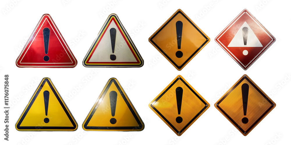 Various Warning Signs with Exclamation Marks, png collection isolated ...