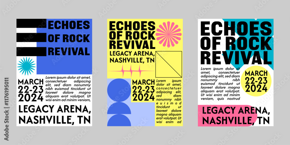 Event poster set with minimalist maximalist style, Promo and sale flyer ...