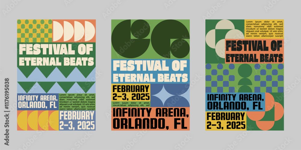 Vector de Stock Event poster set with minimalist maximalist style ...
