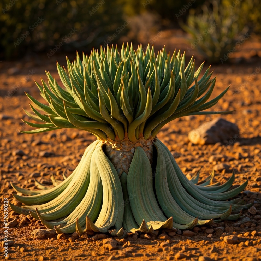 Stock-Foto „Welwitschia plant in the Namib Desert can live for over ...