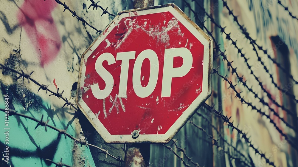 Law restriction signage stop symbol urban area road safety graffiti ...