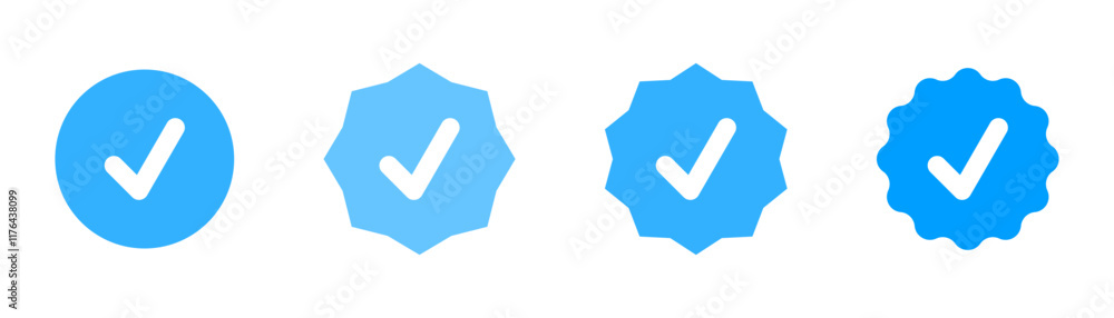 Verified badge icon tick symbol Vector blue verification badge approved ...