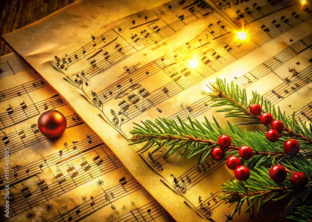 Vintage Christmas Sheet Music, Festive Holiday Music Notes, Old Paper ...