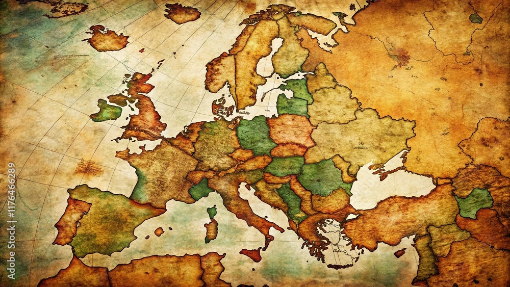 Vintage Europe Map Pre WWI: Antique Atlas Style, Political Boundaries ...