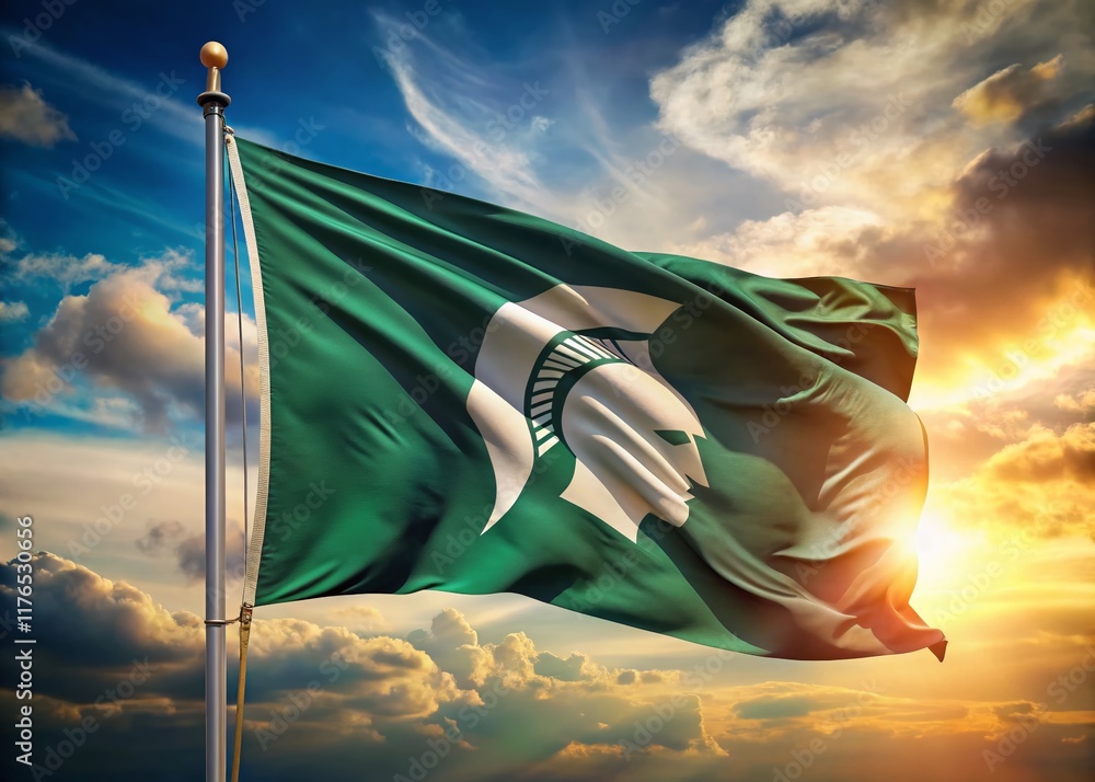 Waving Spartan Flag, Greece, Ancient Greek Symbol, Historical Banner ...