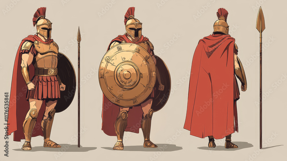 Spartan warrior character mascots cartoon vector. Greec hoplites ...