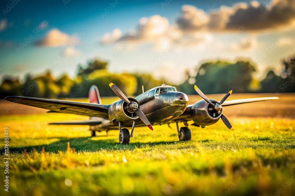 WWII Bomber Plane Miniature Tilt-Shift Stock Photo - Vintage Aircraft ...