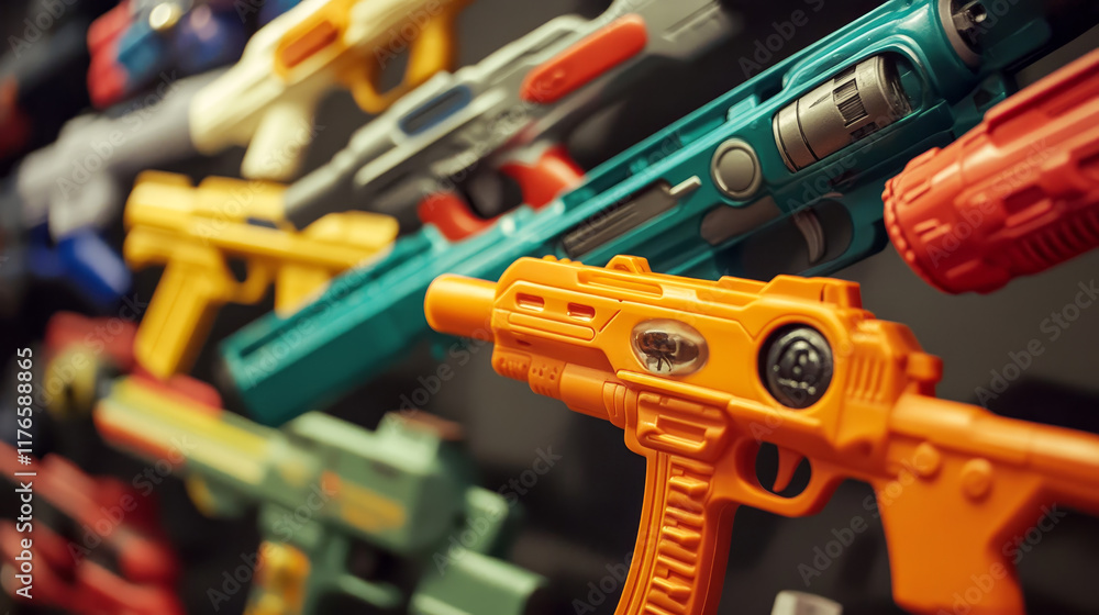 Blaster guns, cartoon vector handguns and rayguns weapon. Toys for kids ...