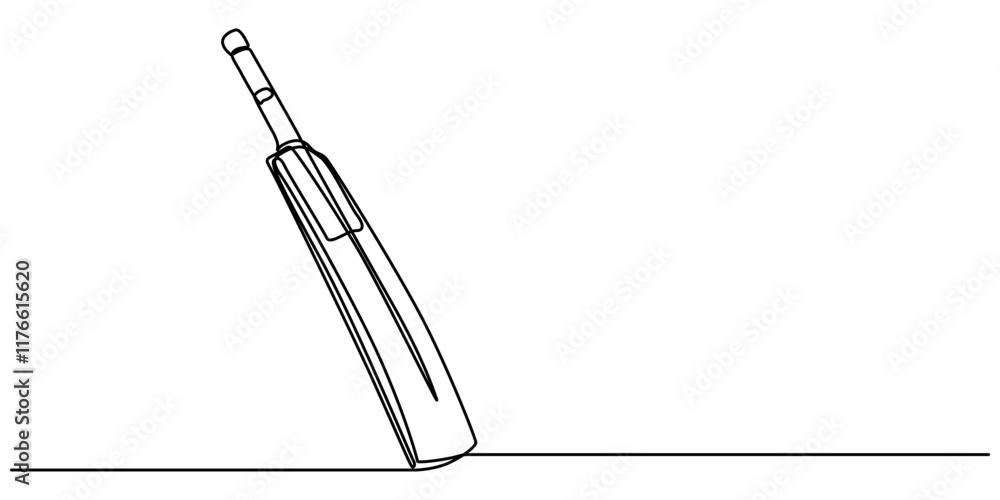 professional cricket bat continuous single one line drawing art vector ...