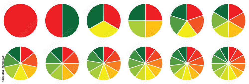 Colorful Pie chart set. Pie chart circle. Circle pie chart diagram. 2,3 ...