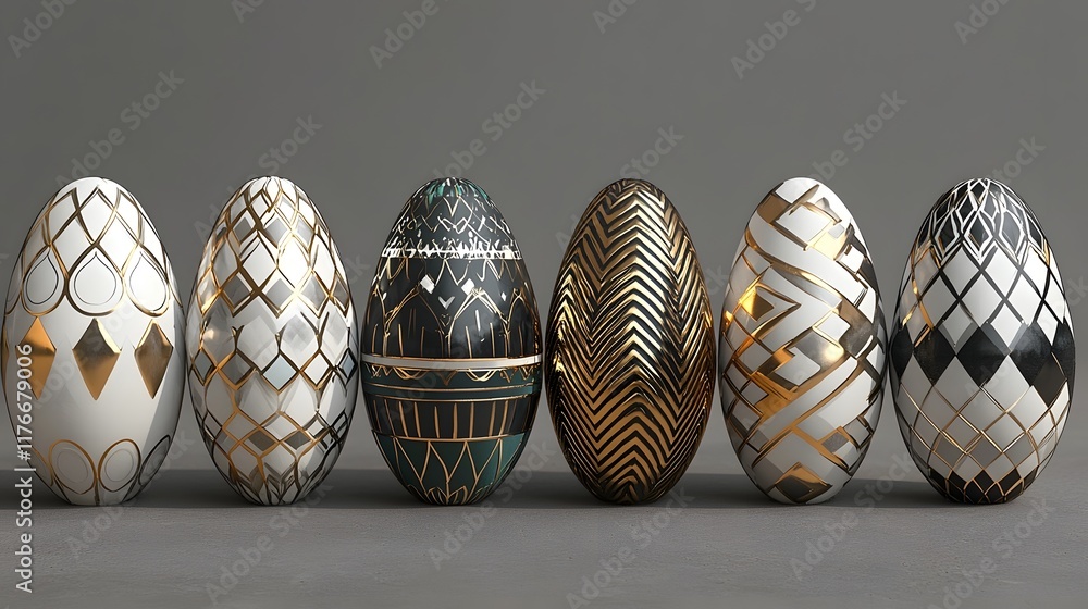 Sleek and chic metallic Easter egg designs with minimalist solid color ...