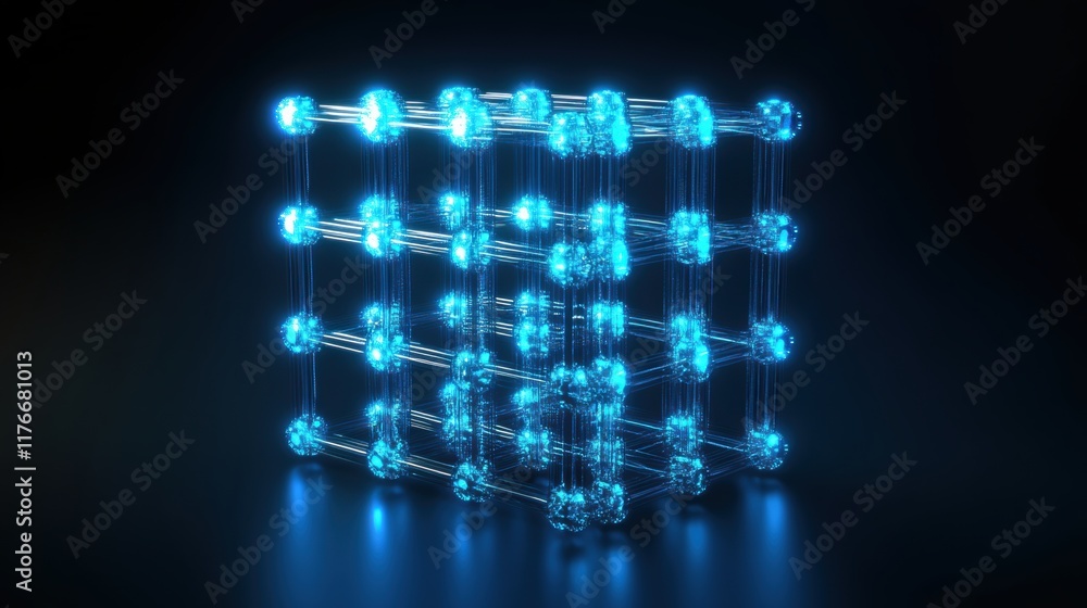 Explore advanced quantum computing with this futuristic digital grid illustration, highlighting ...